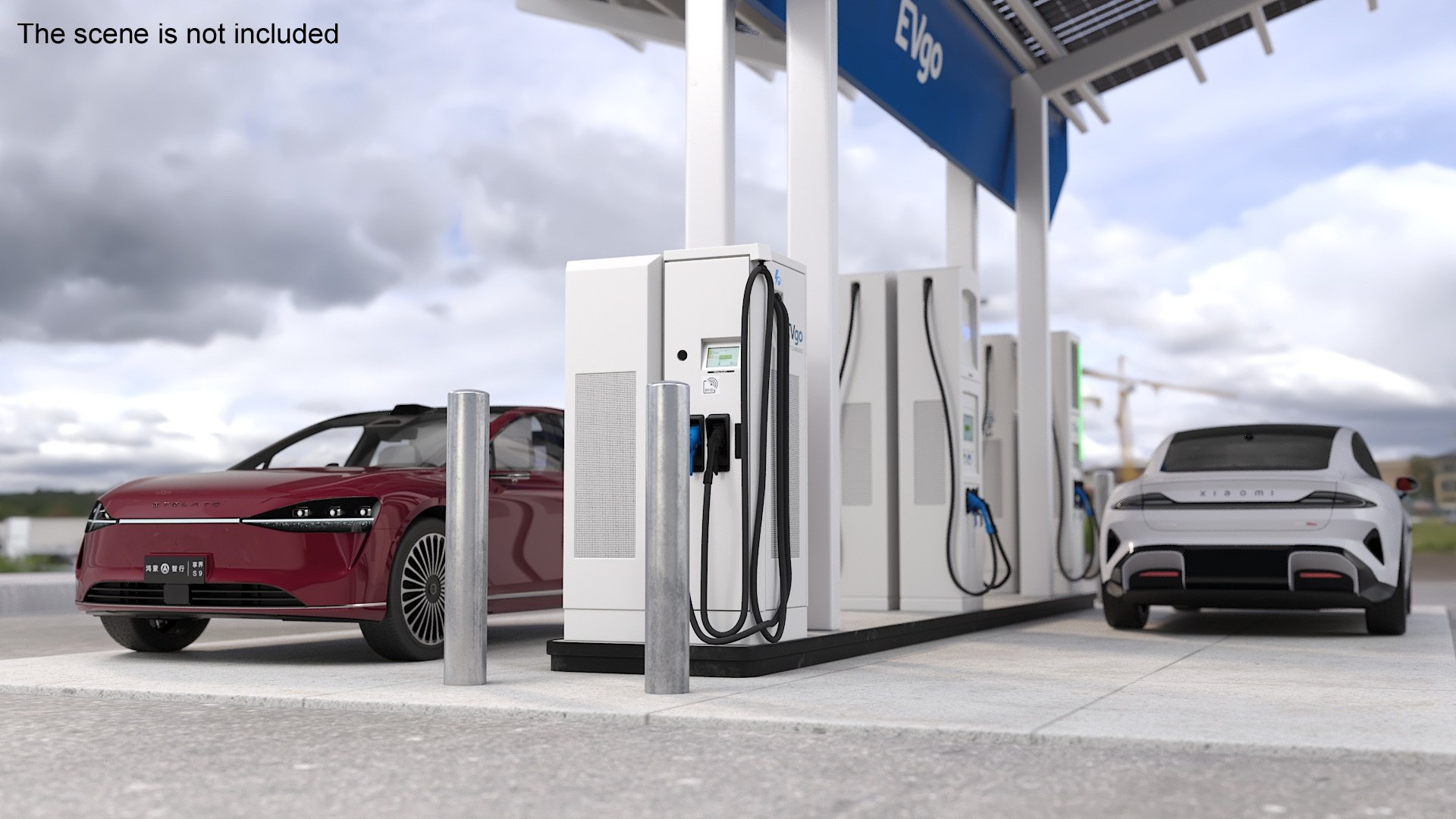 Huawei Stelato S9 And Xiaomi SU7 Cars At EVgo Charging Station Model - TurboSquid 2374837
