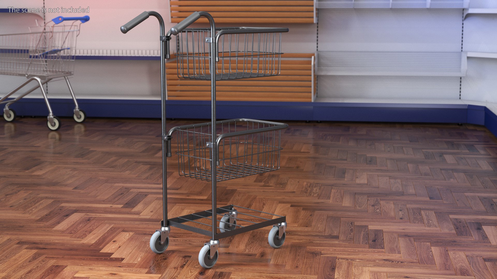 3D Mini Trolley With Two Baskets Black Model - TurboSquid 1971087