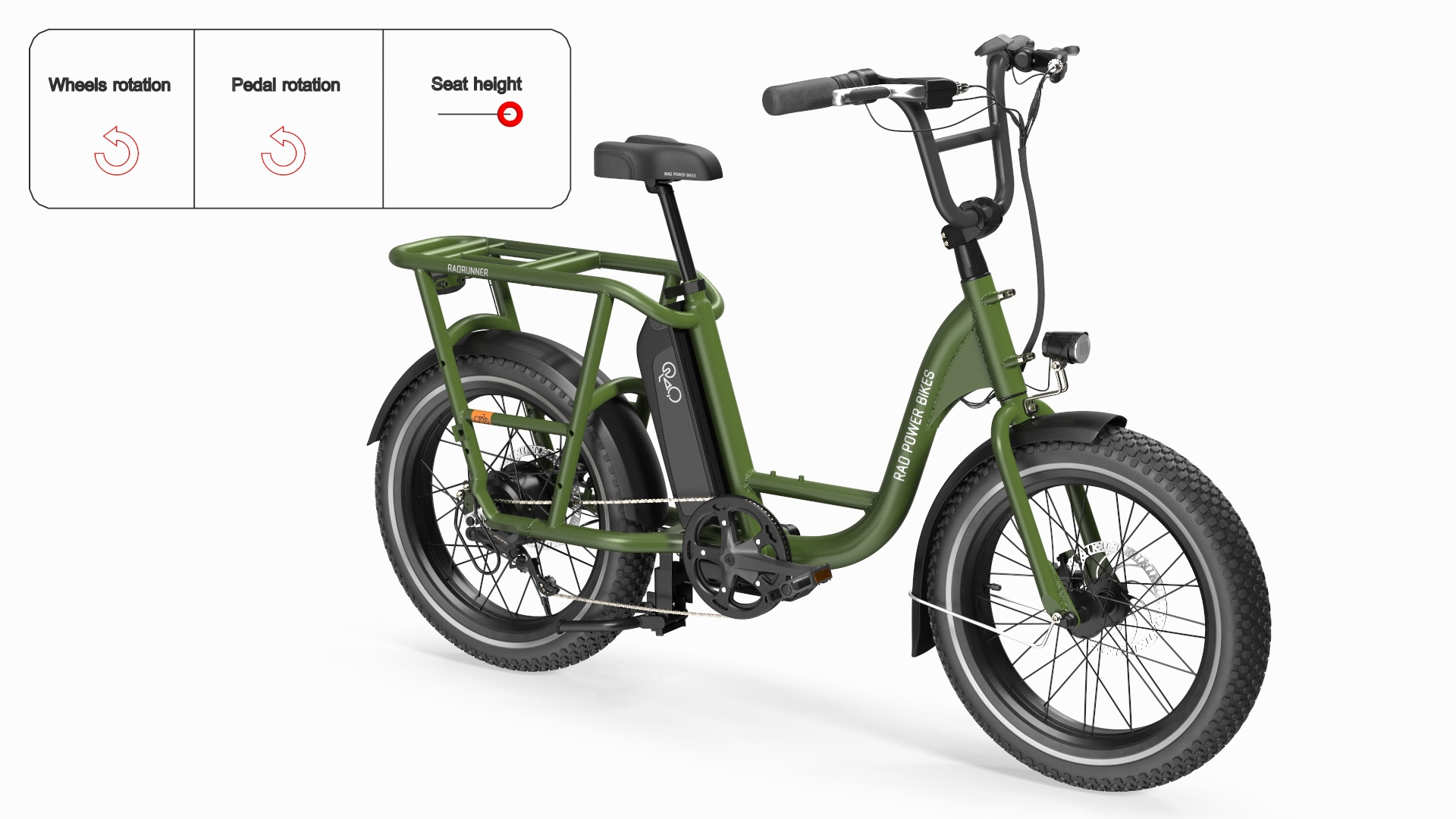 Two-Wheel Electric RadRunner Bike Green Rigged 3D Model - TurboSquid ...