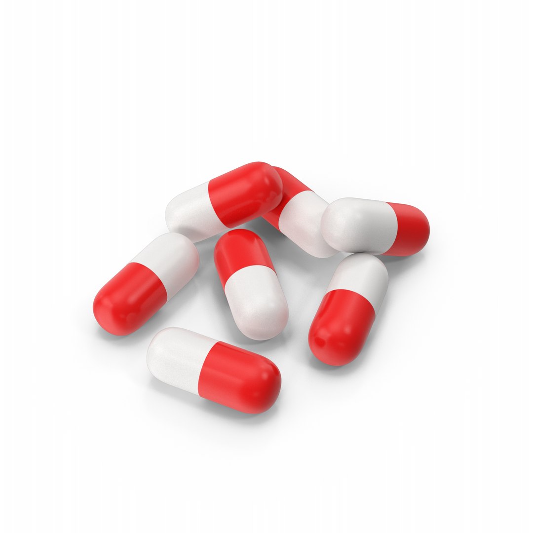 3D model Pill Capsule Stack Red White - TurboSquid 1871998
