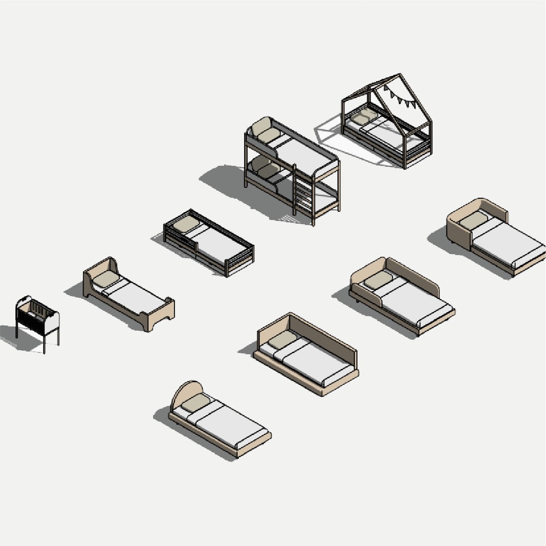 Small Beds - Pack Of Revit Families 3D - TurboSquid 2151422