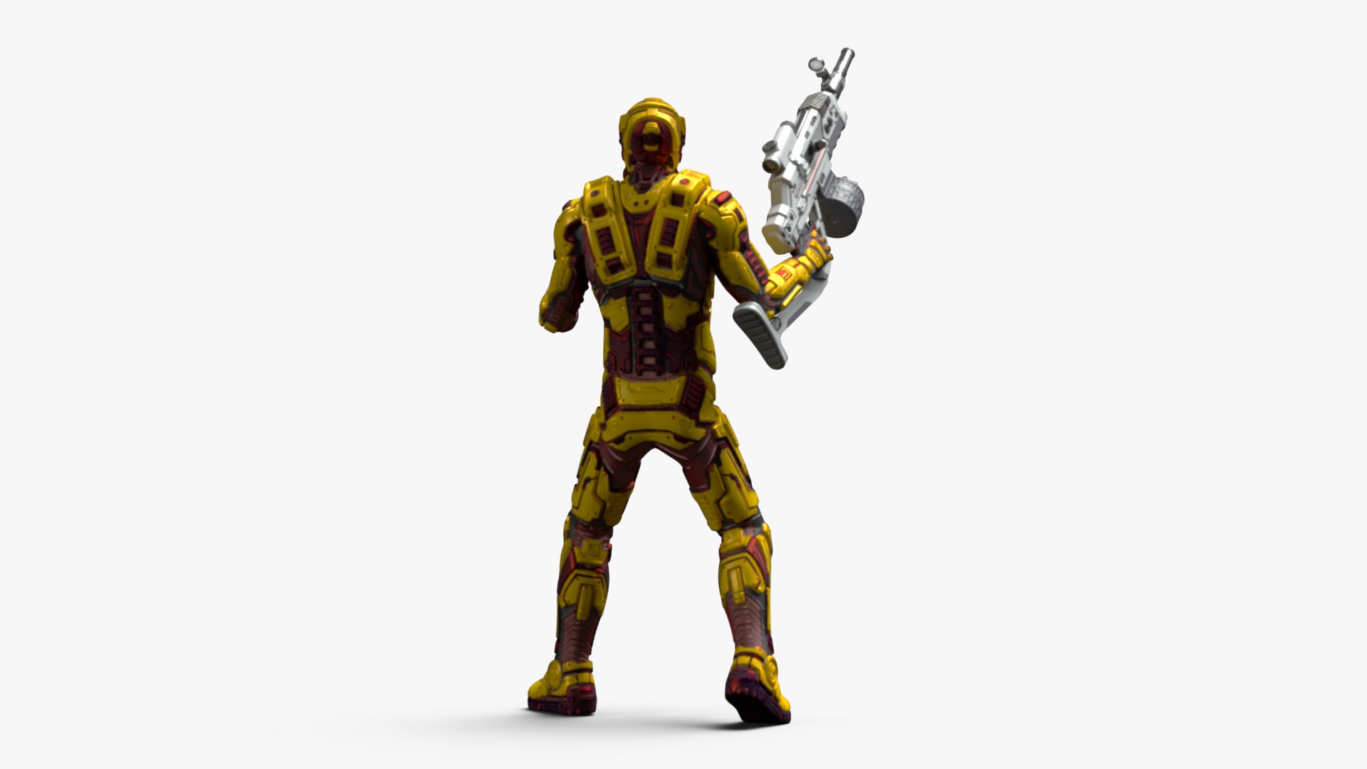 3D Model Futuristic Armored Cyborg With Rifle - TurboSquid 2250272