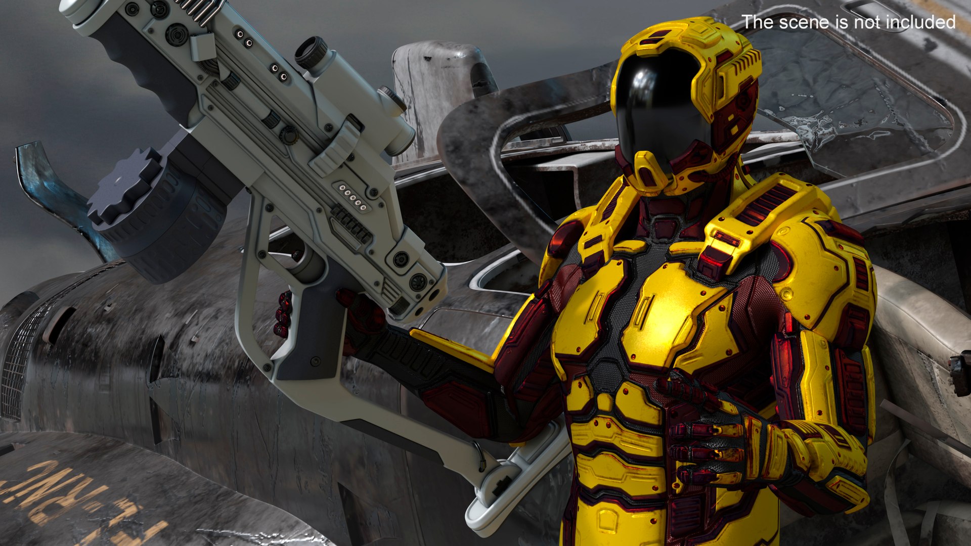 3D Model Futuristic Armored Cyborg With Rifle - TurboSquid 2250272