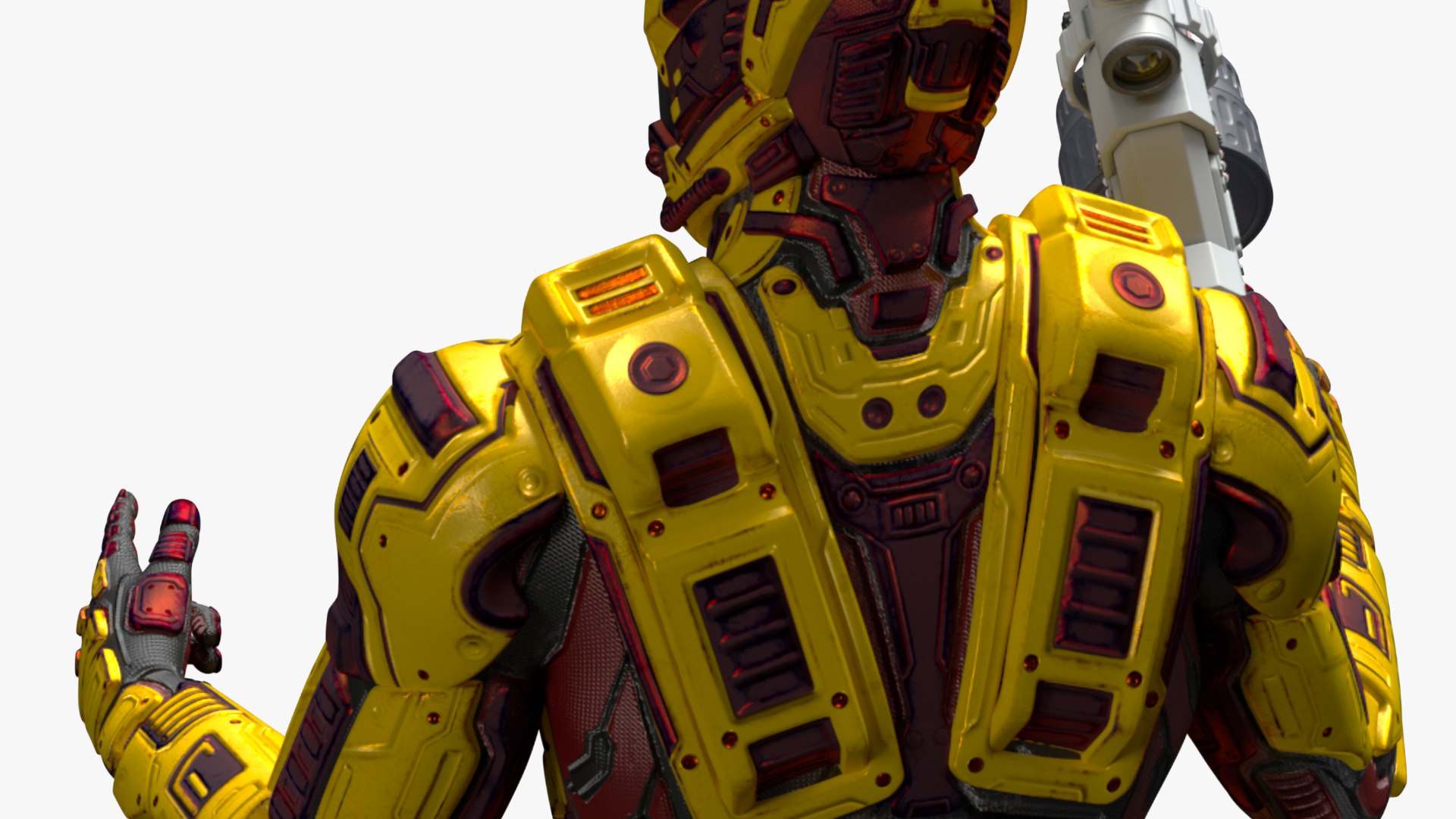 3D Model Futuristic Armored Cyborg With Rifle - TurboSquid 2250272