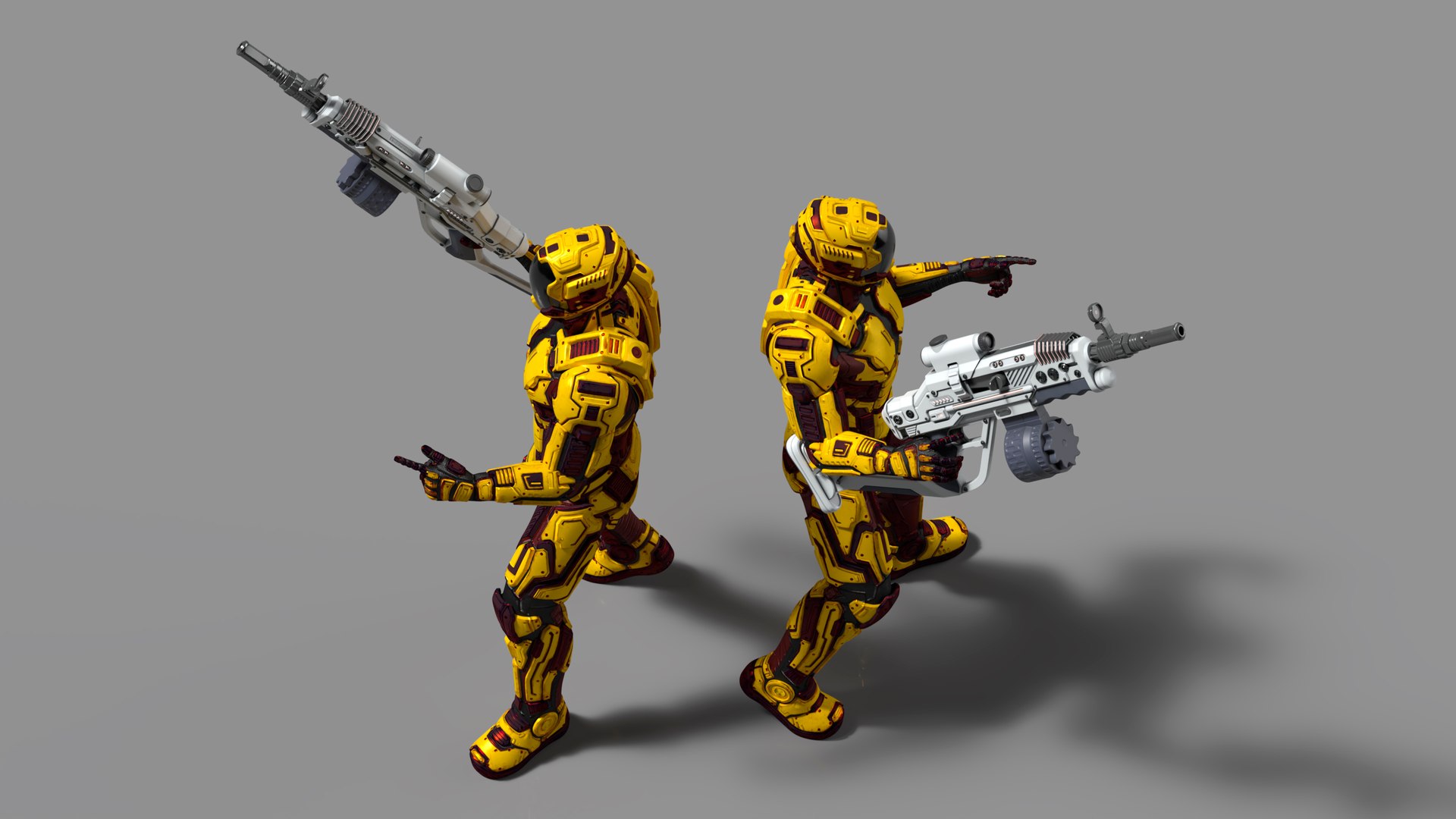 3D Model Futuristic Armored Cyborg With Rifle - TurboSquid 2250272
