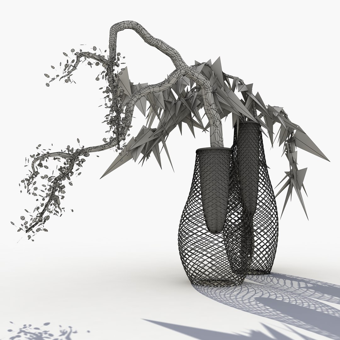 Modern Vases Trees 3d Model