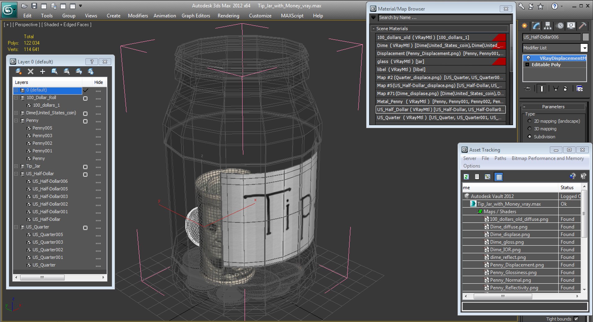 3D tip jar money - TurboSquid 1286613