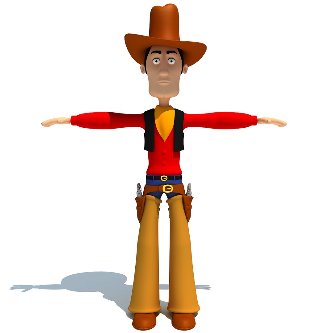 3d Cartoon Cowboy Character Rigged Model