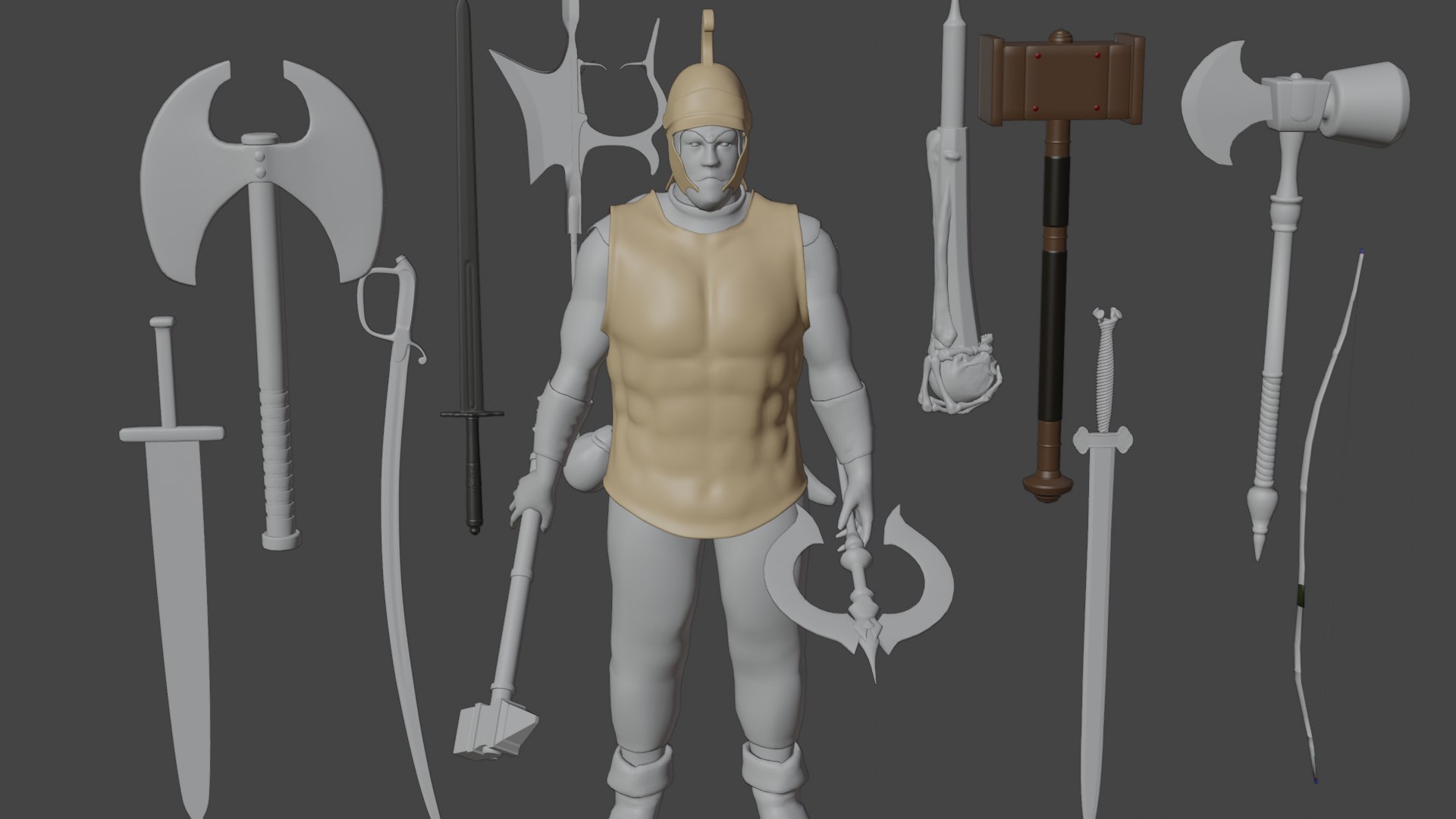 3D Ancient Soldier With Weapons - TurboSquid 2368171