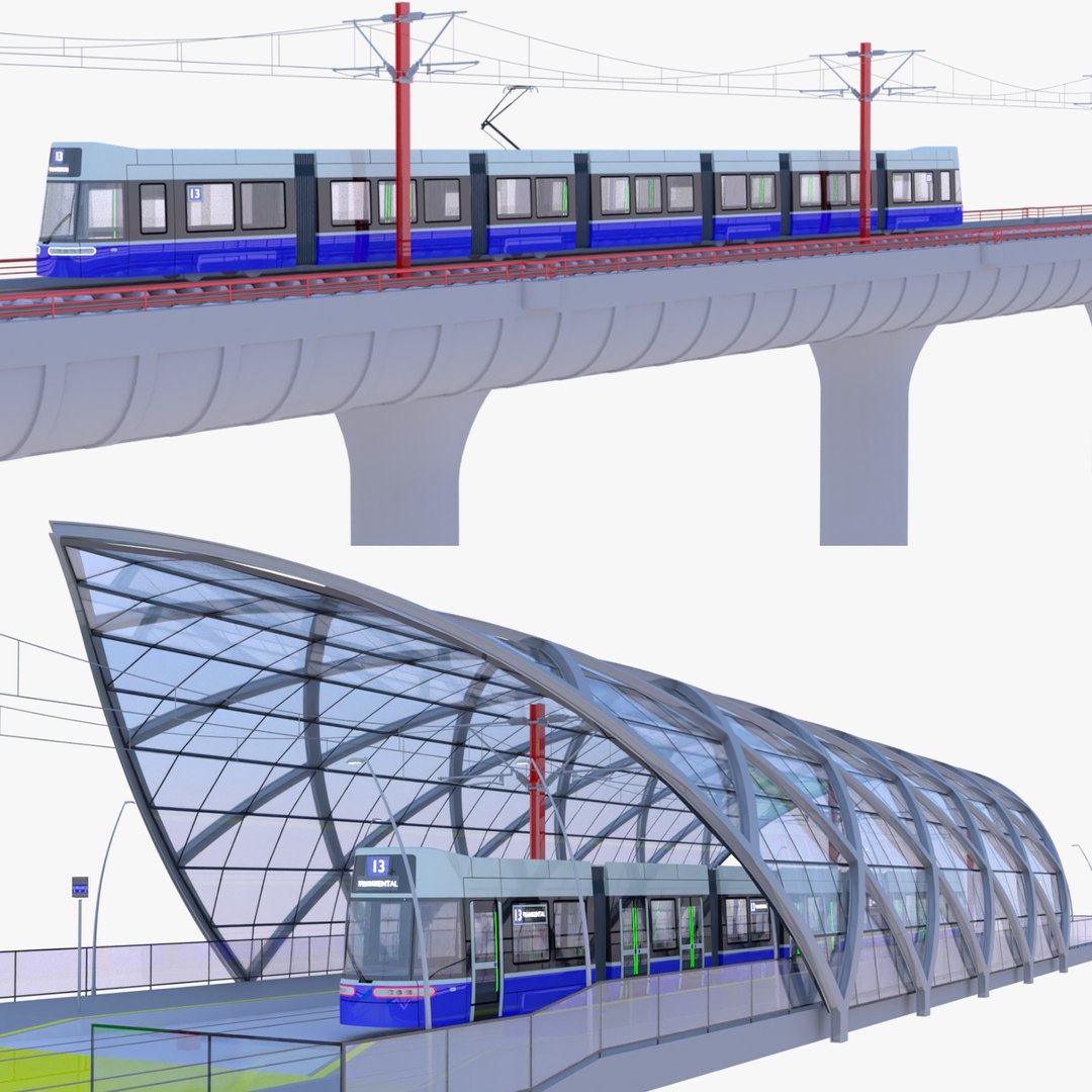 3D Zurich Tram Stop And Bridge - TurboSquid 2244275