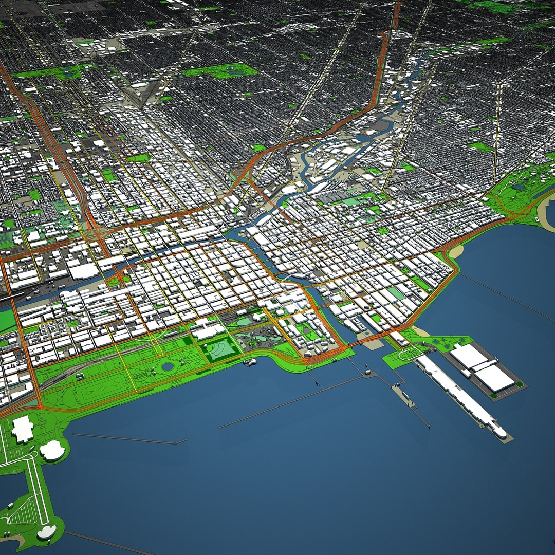 3D Chicago Cityscape Model - TurboSquid 1504484