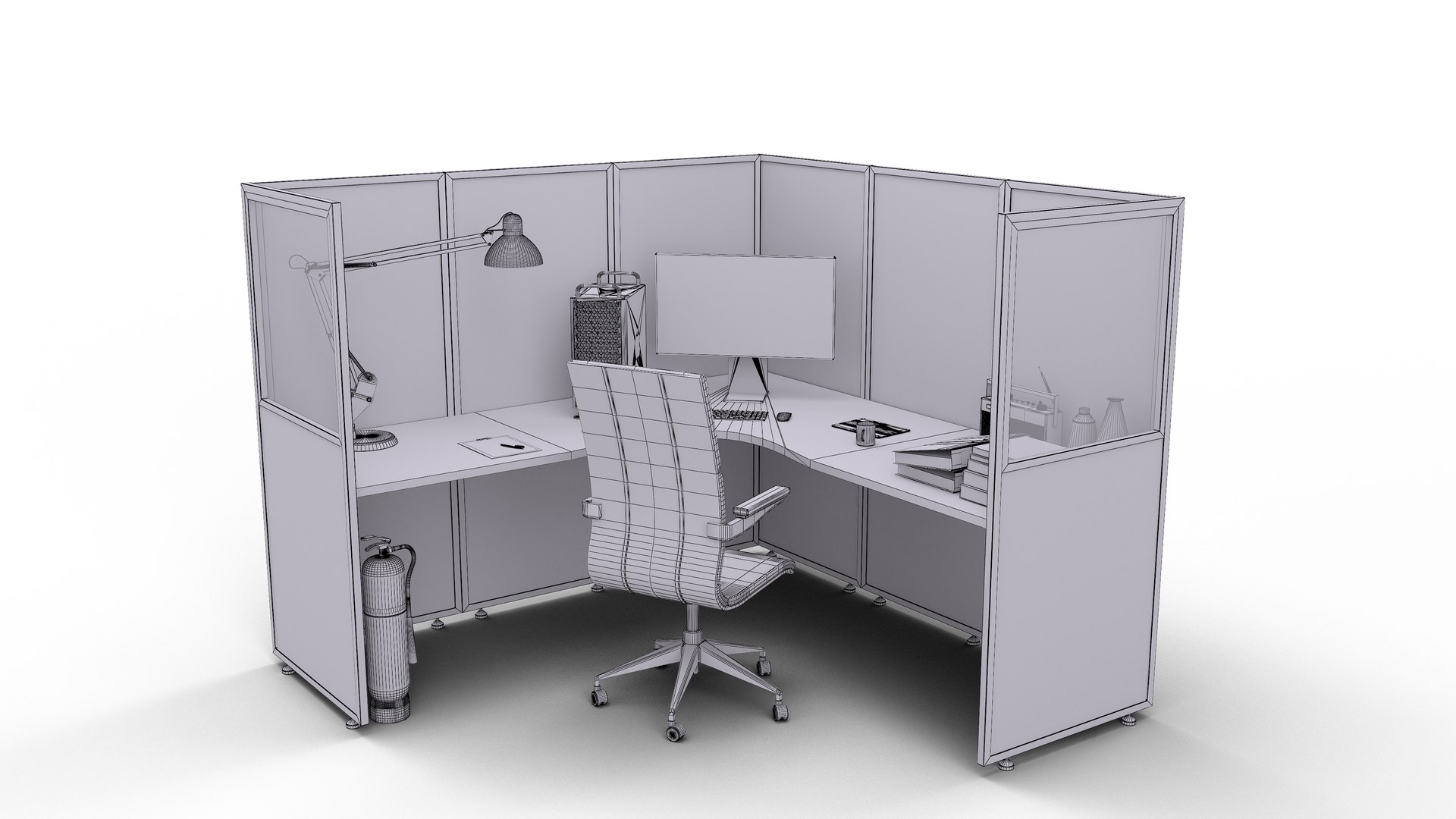 Full Detailed Office Cubicle 3D Model - TurboSquid 2023813