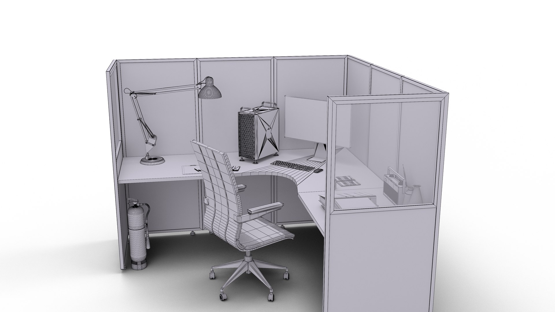 Full Detailed Office Cubicle 3D Model - TurboSquid 2023813