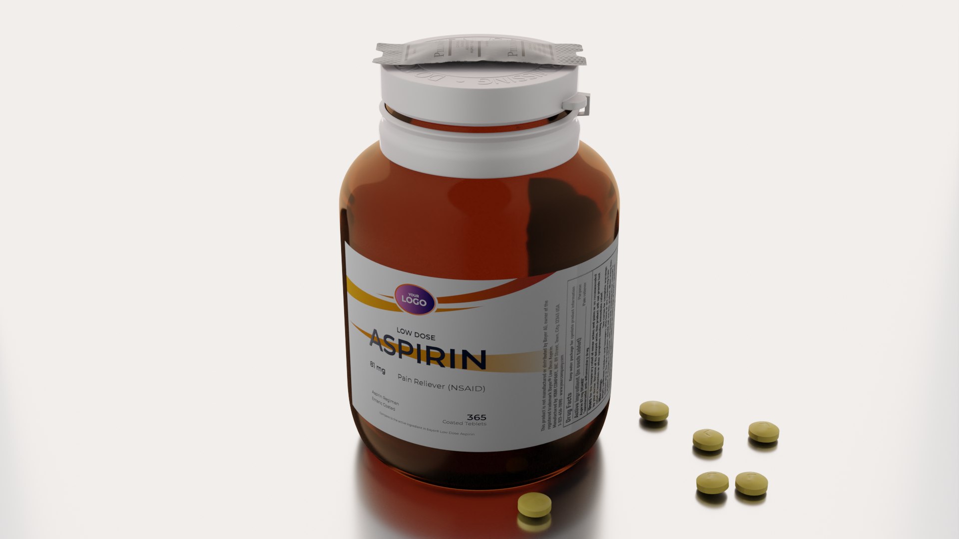 3D Aspirin Medicine Bottle - TurboSquid 2187397