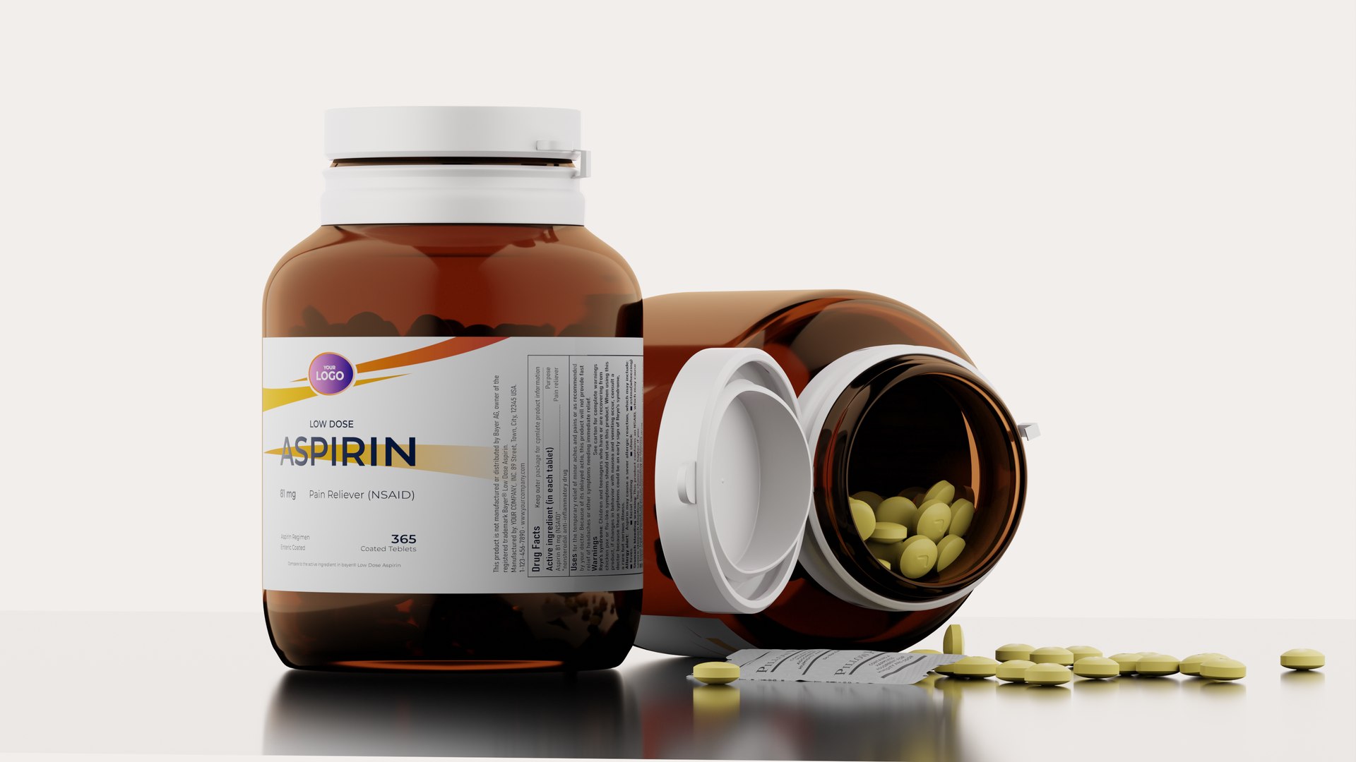 3D Aspirin Medicine Bottle - TurboSquid 2187397