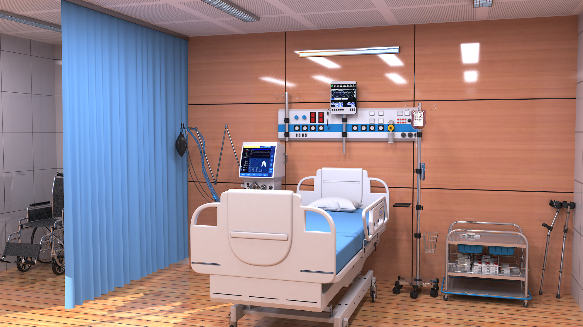 3D Hospital Hallway and Private Ward - TurboSquid 1859063