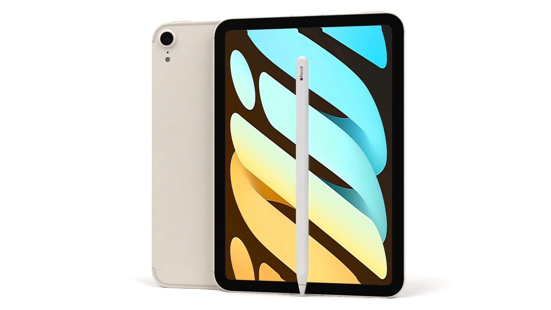 3D Apple IPad Mini 2021 Starlight With Pencil Model - TurboSquid 1803956