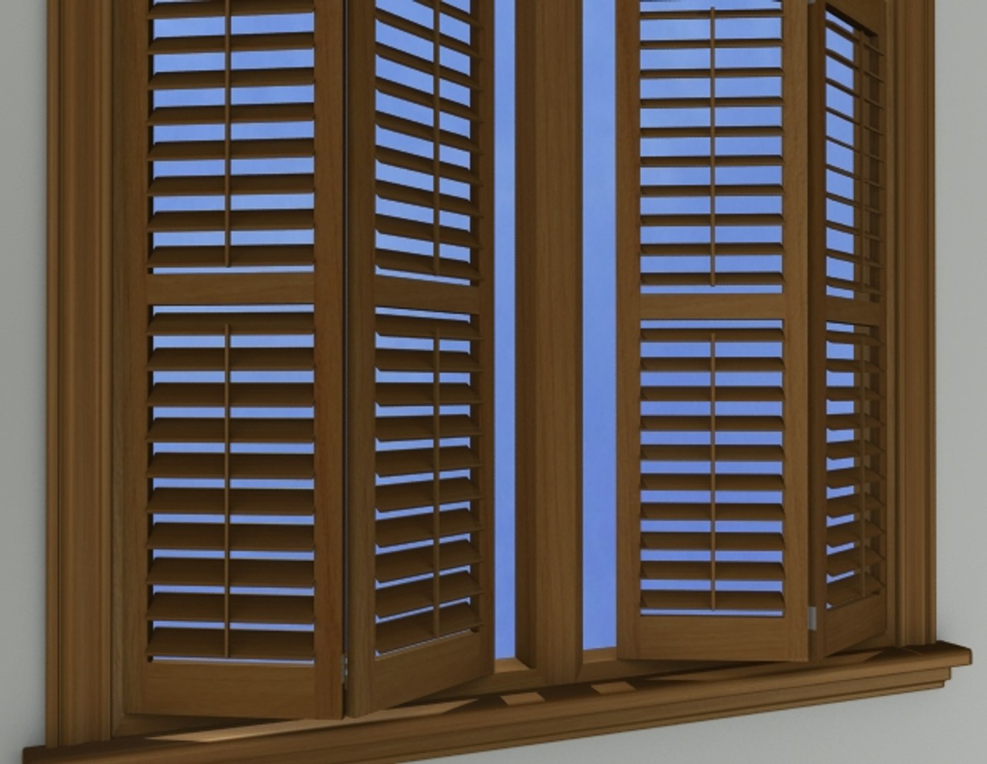 Window Wall Wood Blinds 3d Model