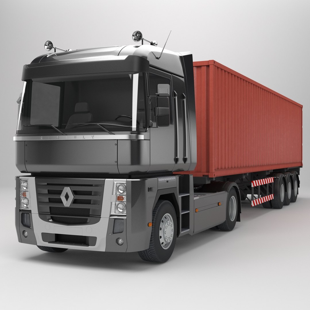 3dsmax renault magnum 500 trailer truck