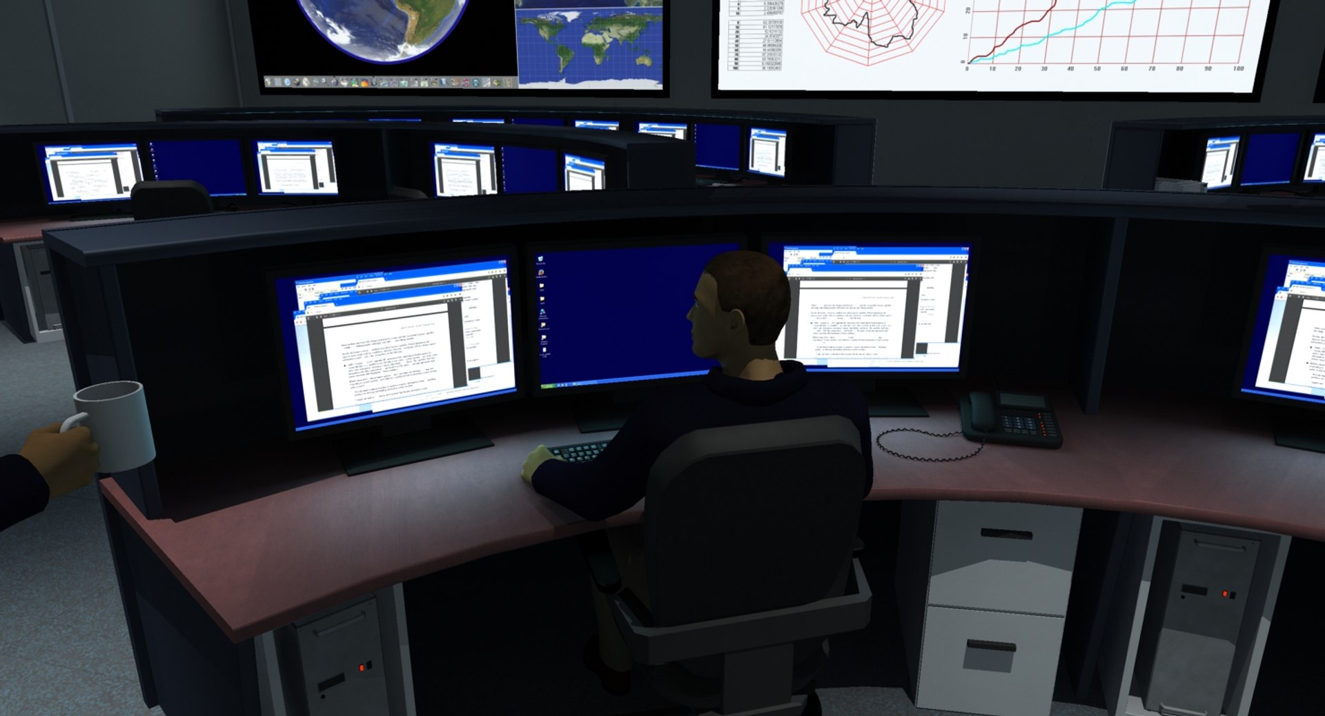 3d command center office room model