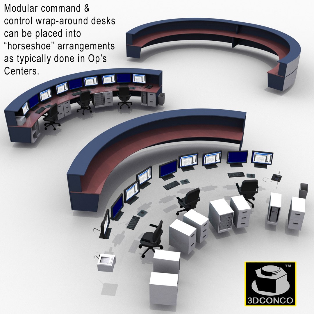3d command center office room model