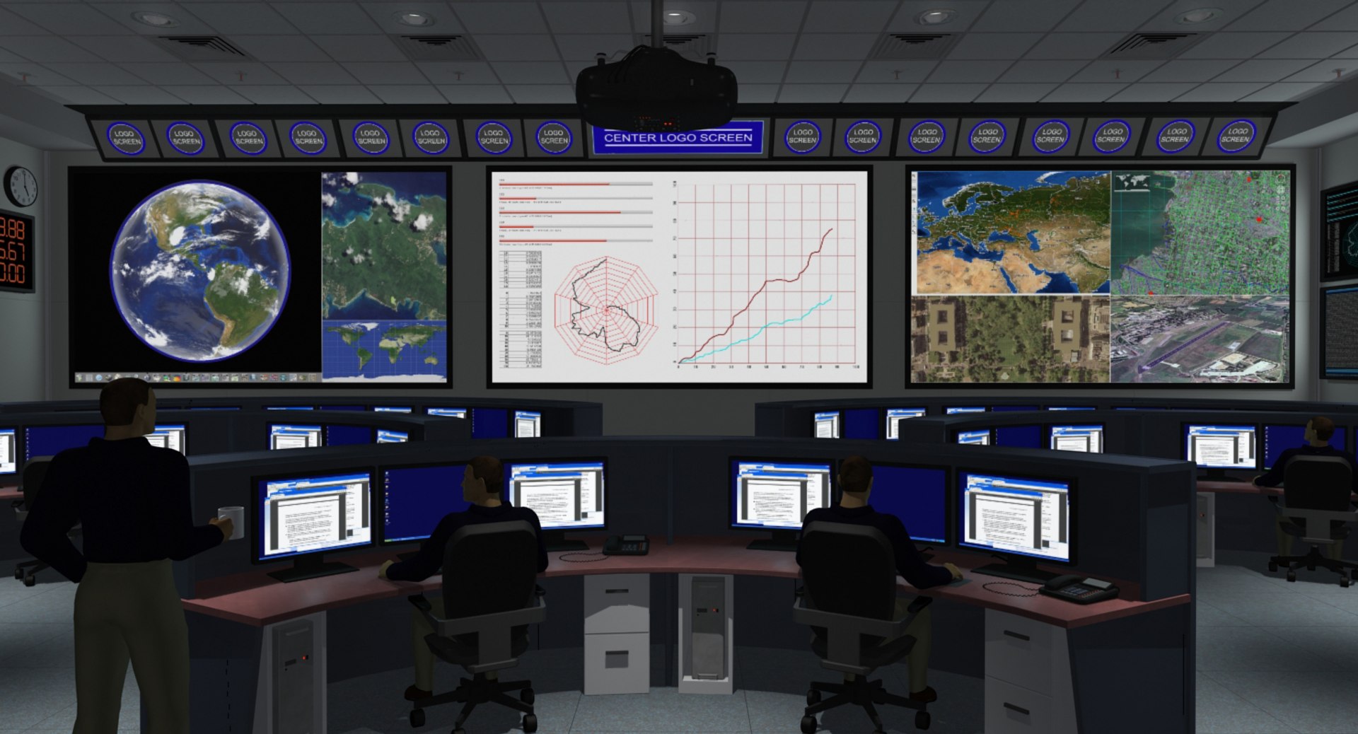 3d command center office room model