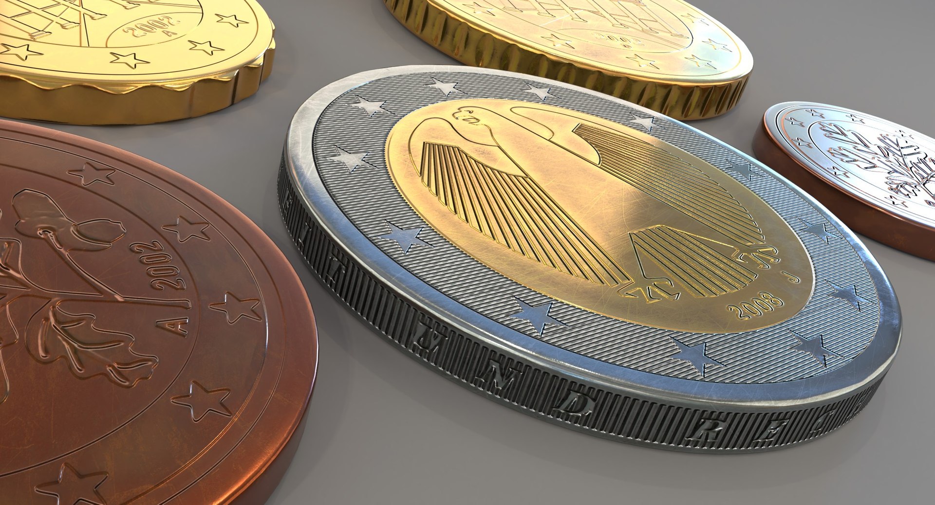3D Blender Coins Euro Model - TurboSquid 1359753