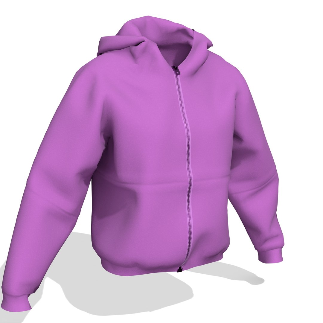 Lilac Fleece Hoodie With Zipper 3D Model - TurboSquid 2133778
