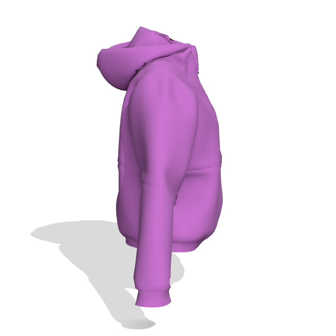 Lilac Fleece Hoodie With Zipper 3D Model - TurboSquid 2133778