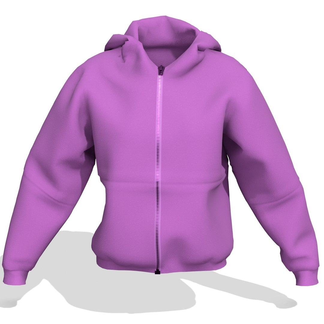 Lilac Fleece Hoodie With Zipper 3D Model - TurboSquid 2133778