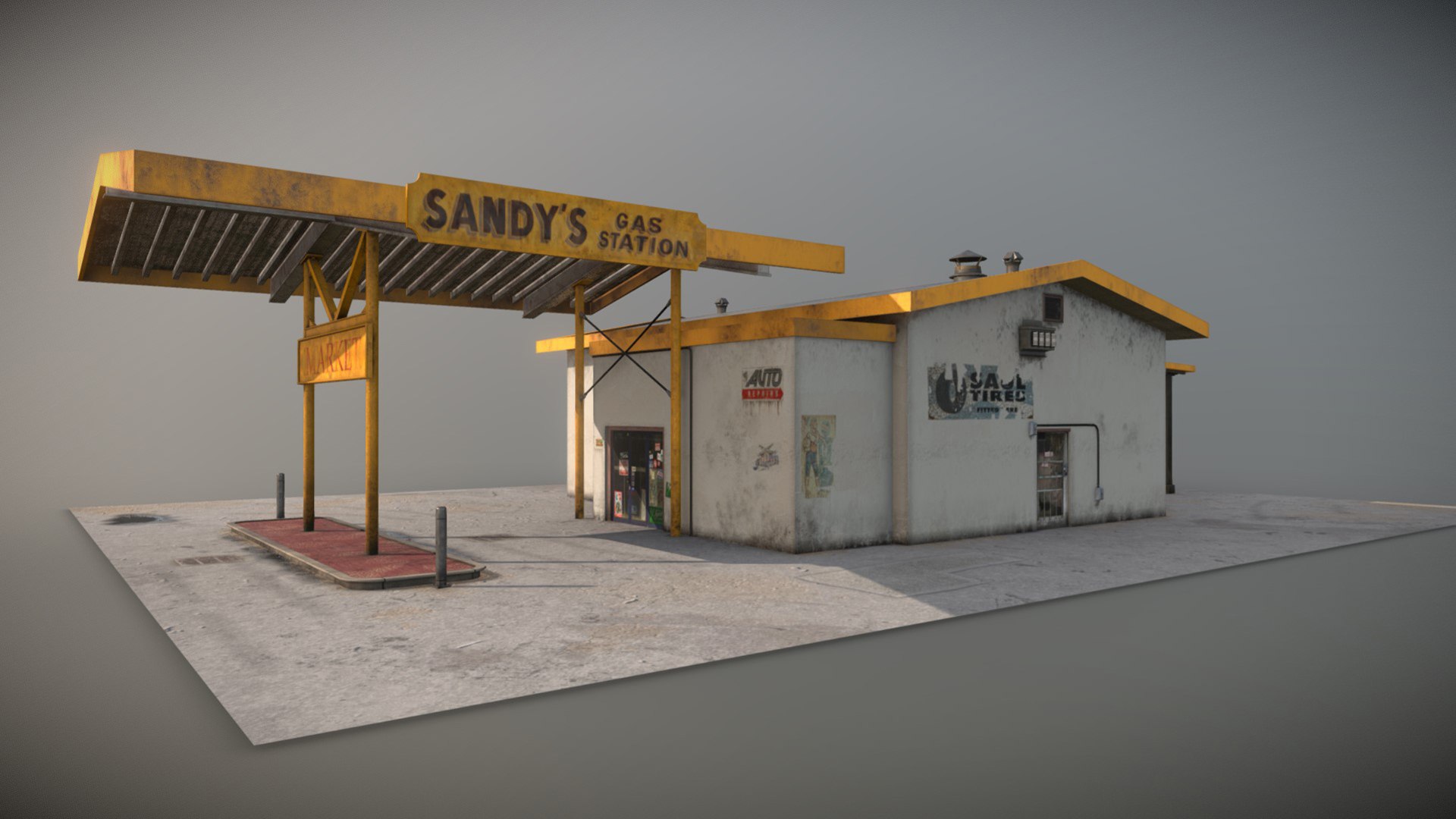 3D Gas Station PBR Model - TurboSquid 2145372