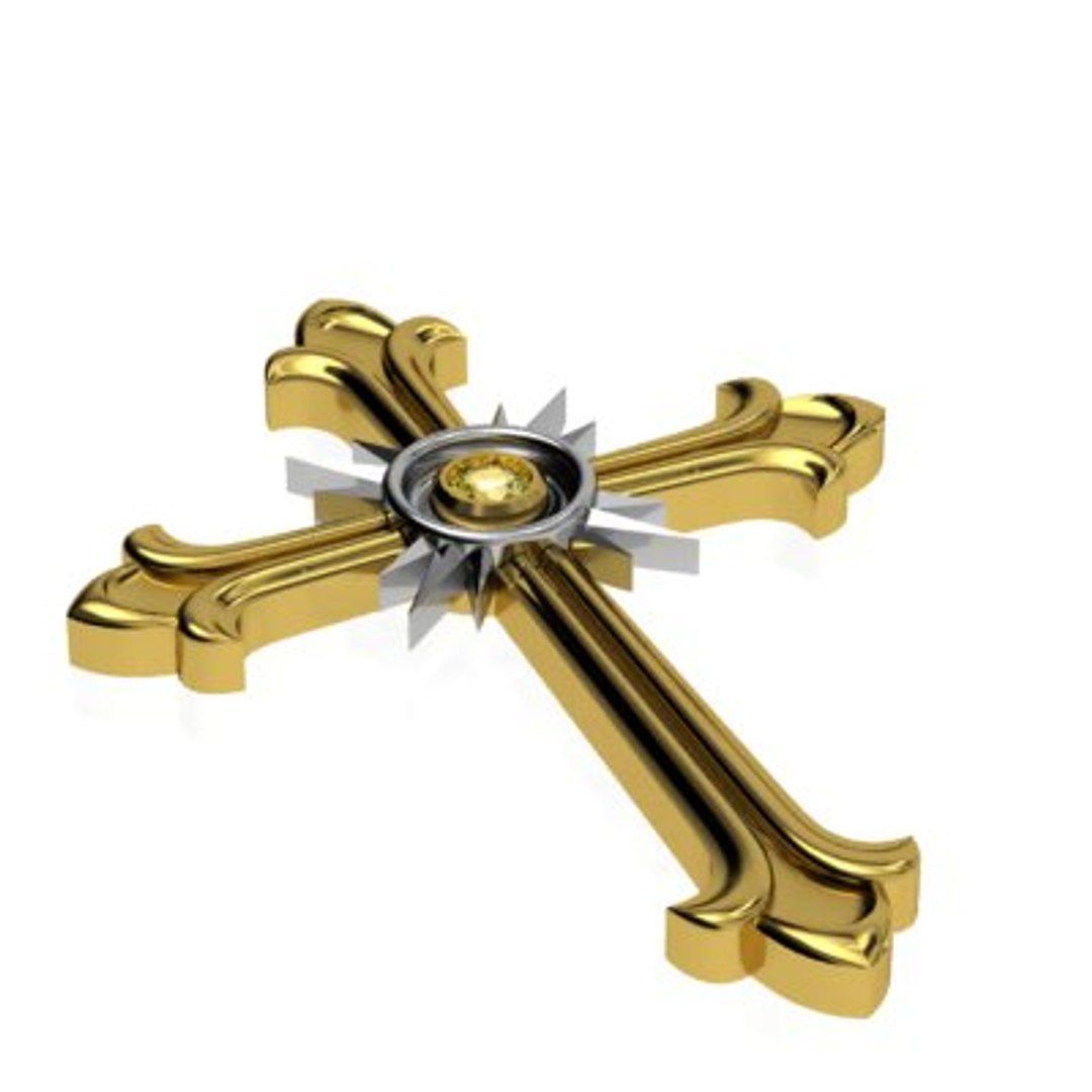 3d 3ds Cross Pendant Gold