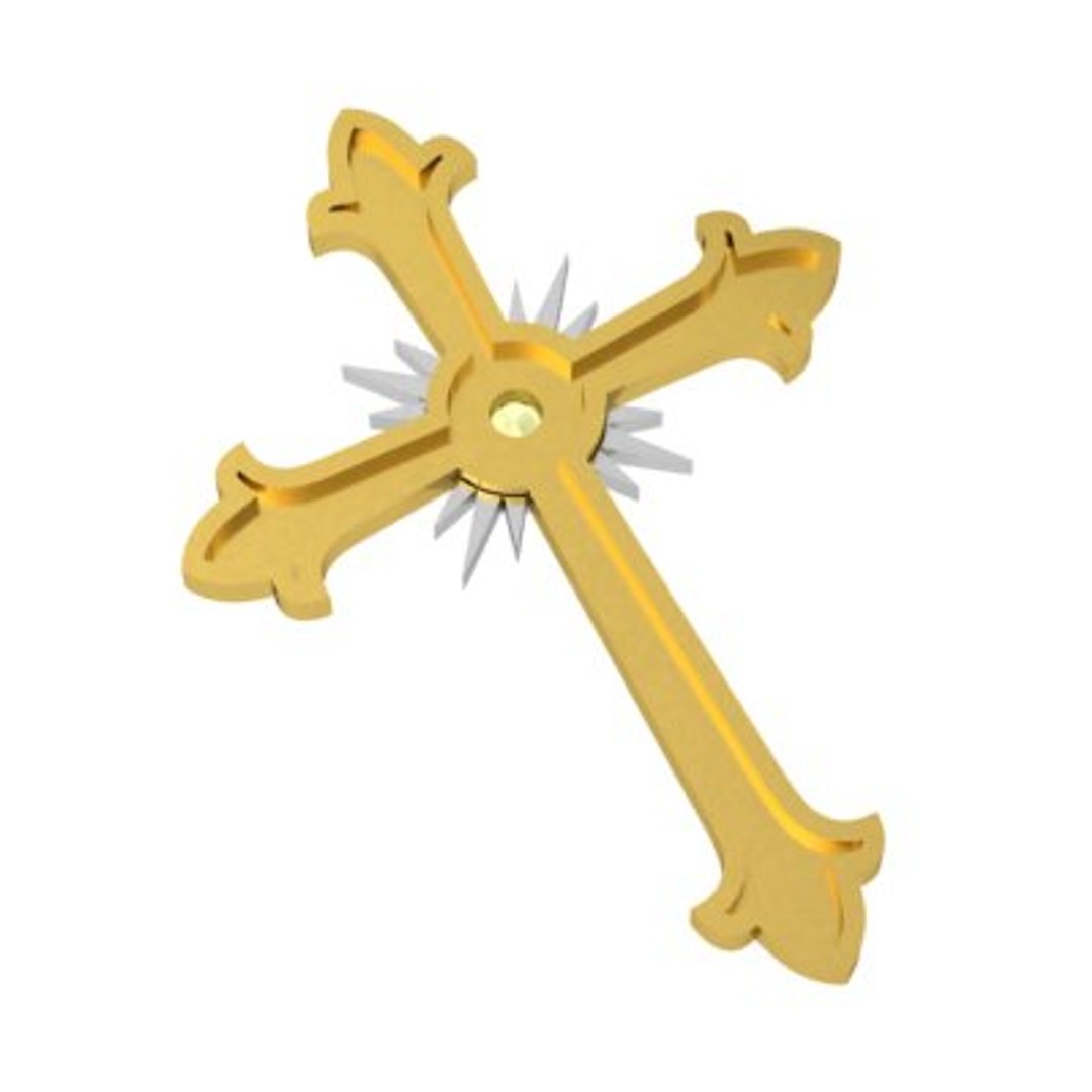 3d 3ds Cross Pendant Gold