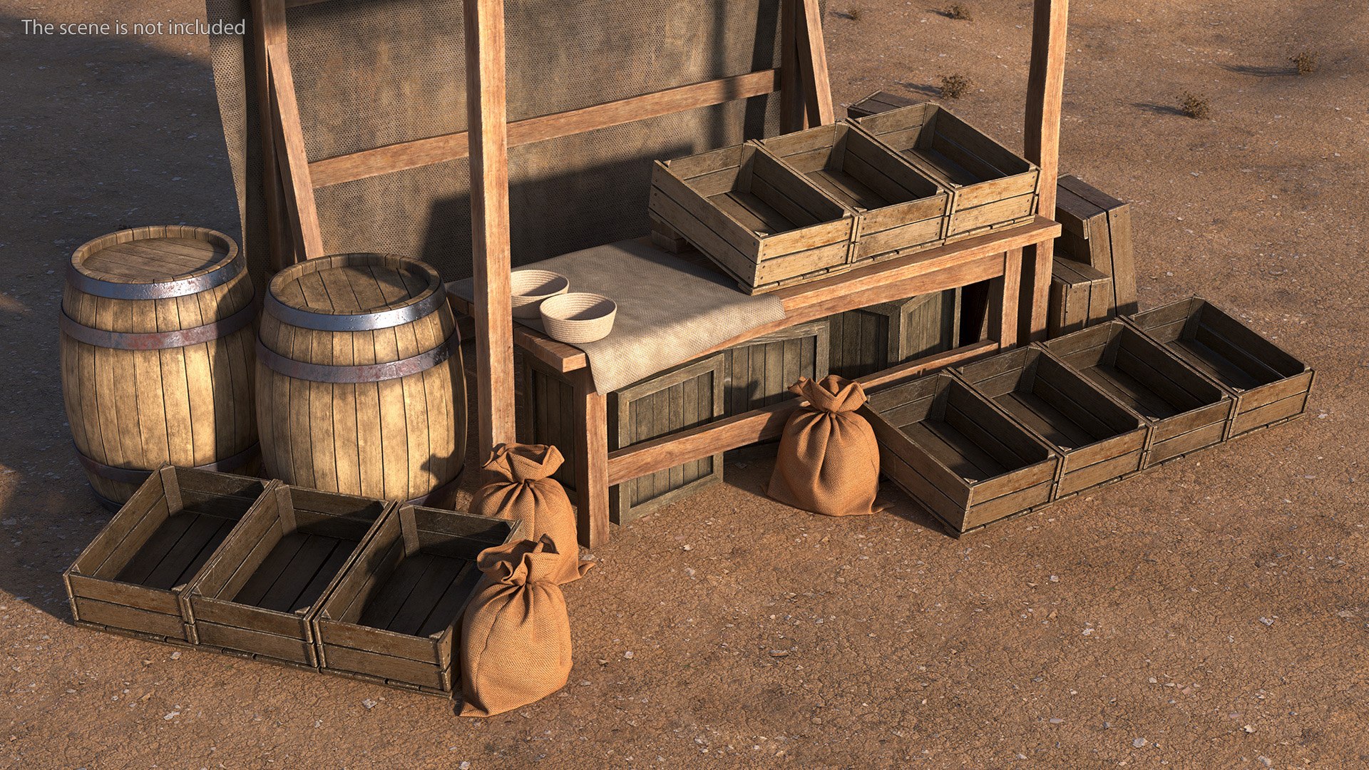 3D Medieval Market Stall Empty Model - TurboSquid 2279305