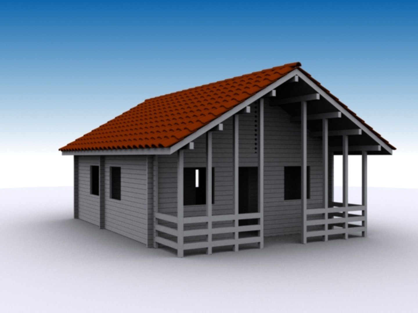 cottage wood 3d model