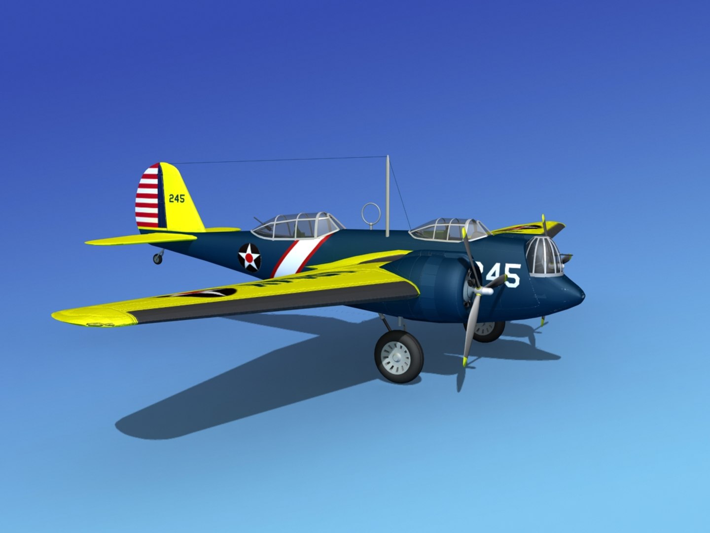 Propellers Martin B-10 Bomber 3d Model