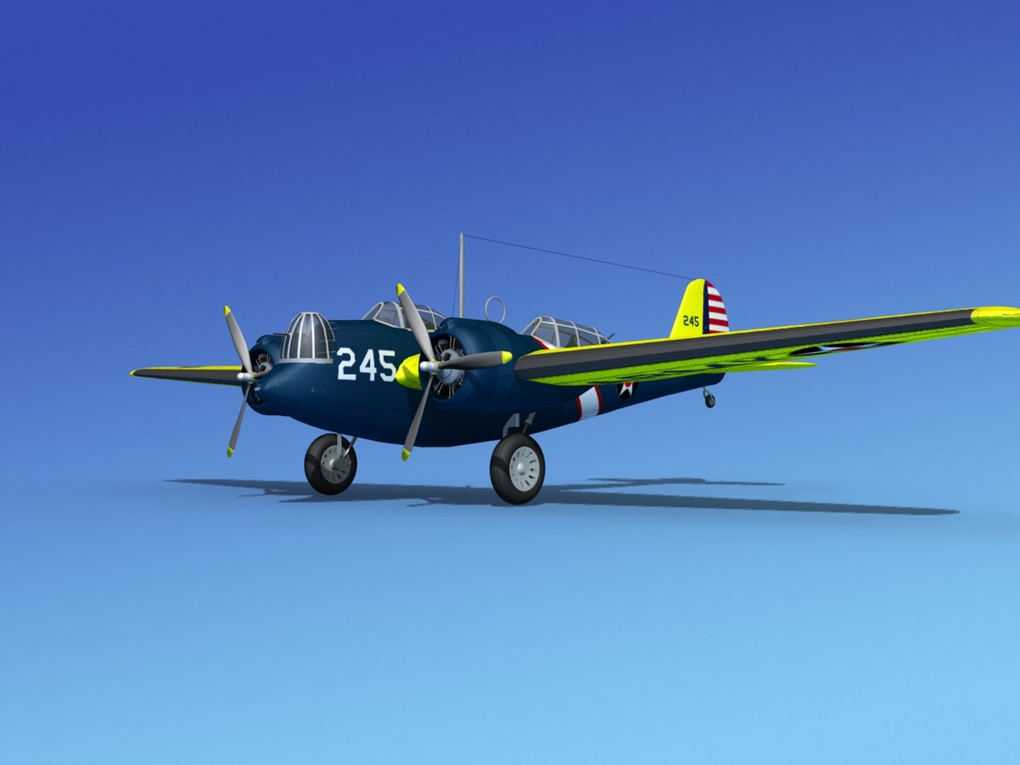 Propellers Martin B-10 Bomber 3d Model
