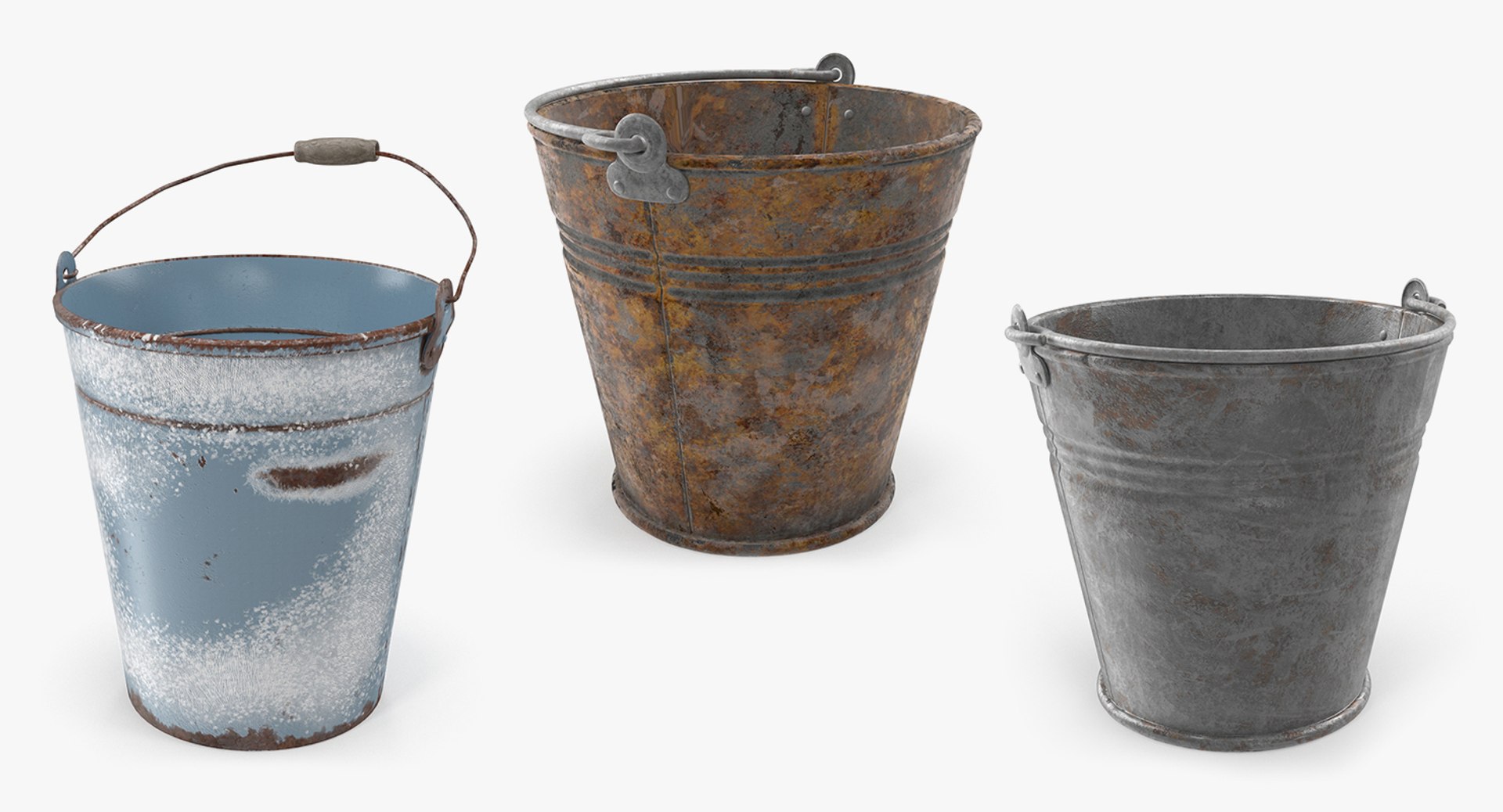 3D Model Buckets Old Metal - TurboSquid 1388227