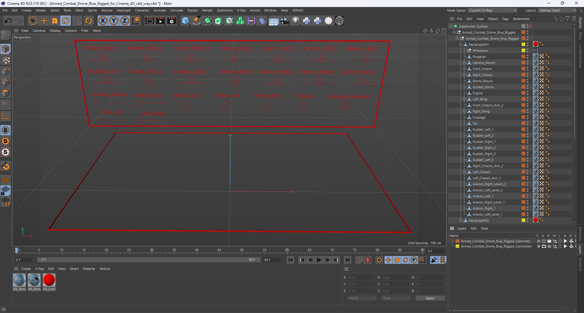 Armed Combat Drone Blue Rigged For Cinema 4D 3D Model - TurboSquid 2279031