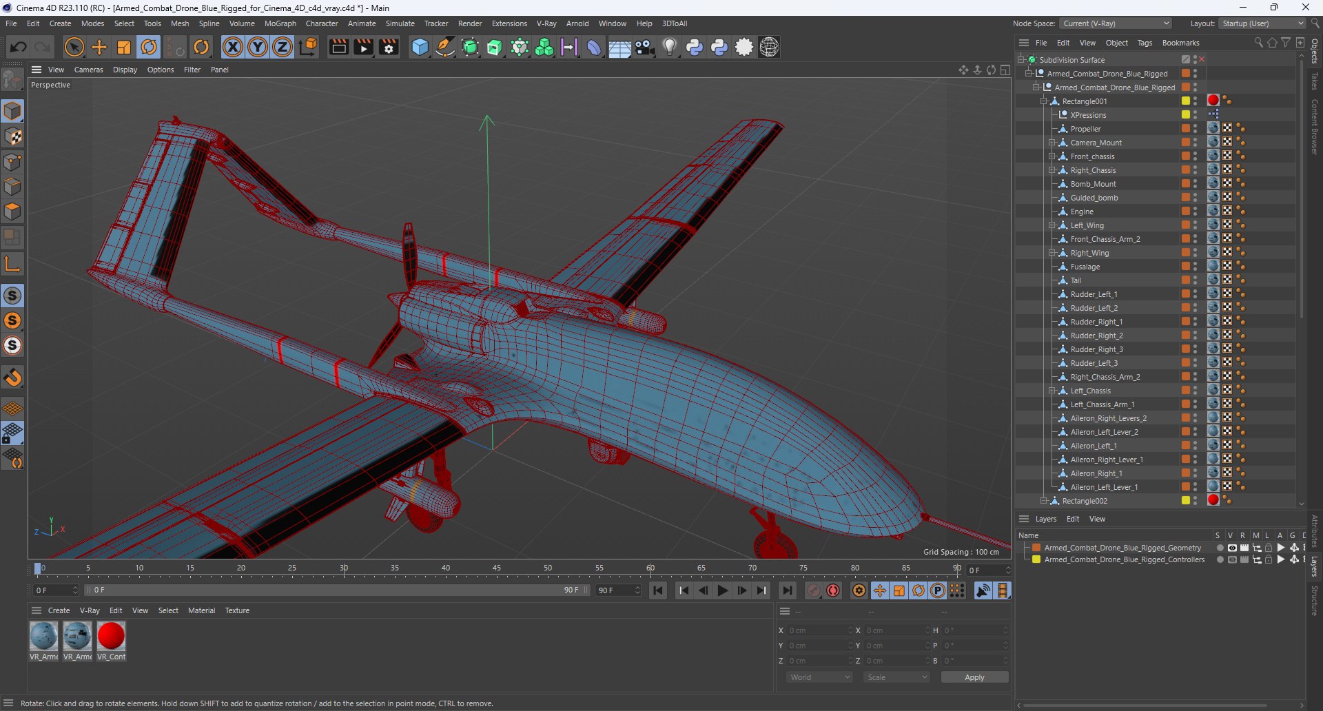 Armed Combat Drone Blue Rigged For Cinema 4D 3D Model - TurboSquid 2279031