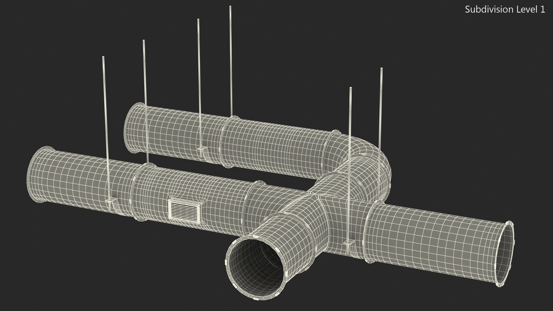 Aluminium air conditioning duct 3D model - TurboSquid 1647090