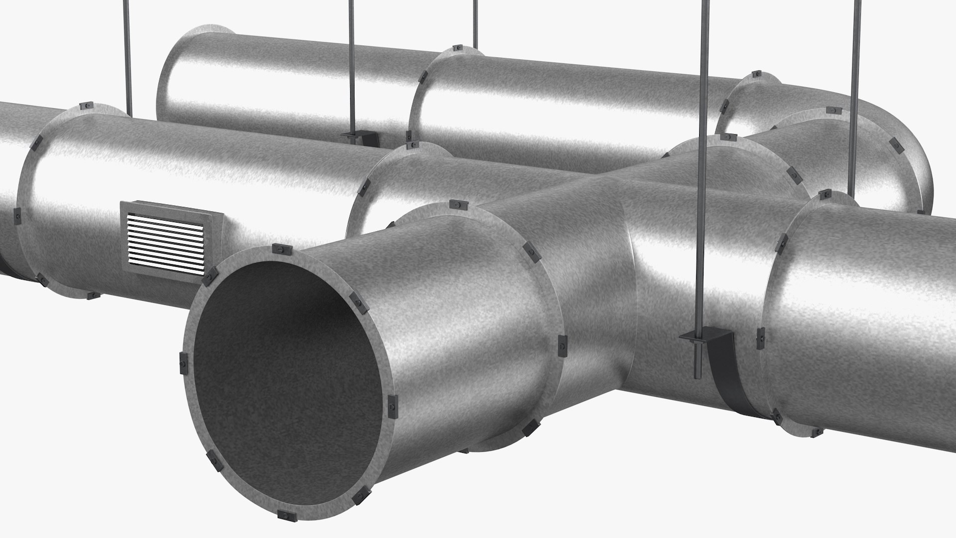 Aluminium air conditioning duct 3D model - TurboSquid 1647090