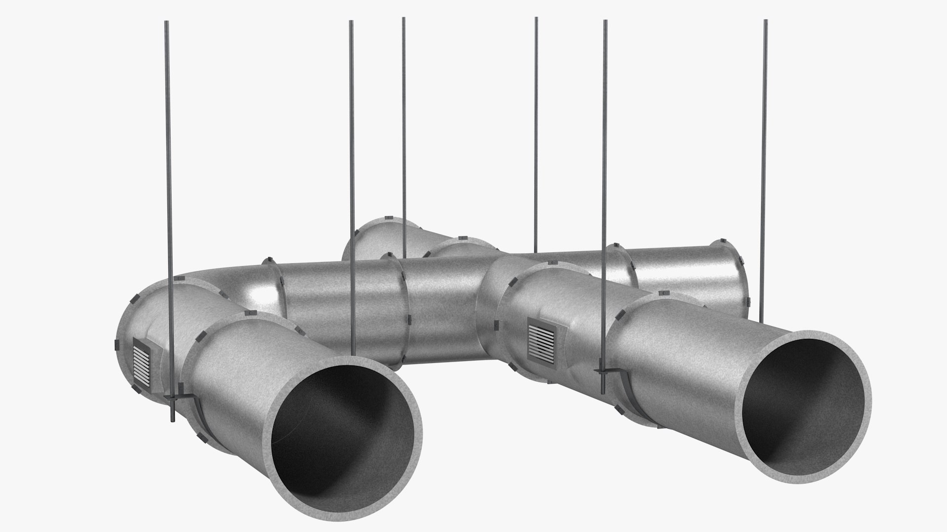 Aluminium air conditioning duct 3D model - TurboSquid 1647090
