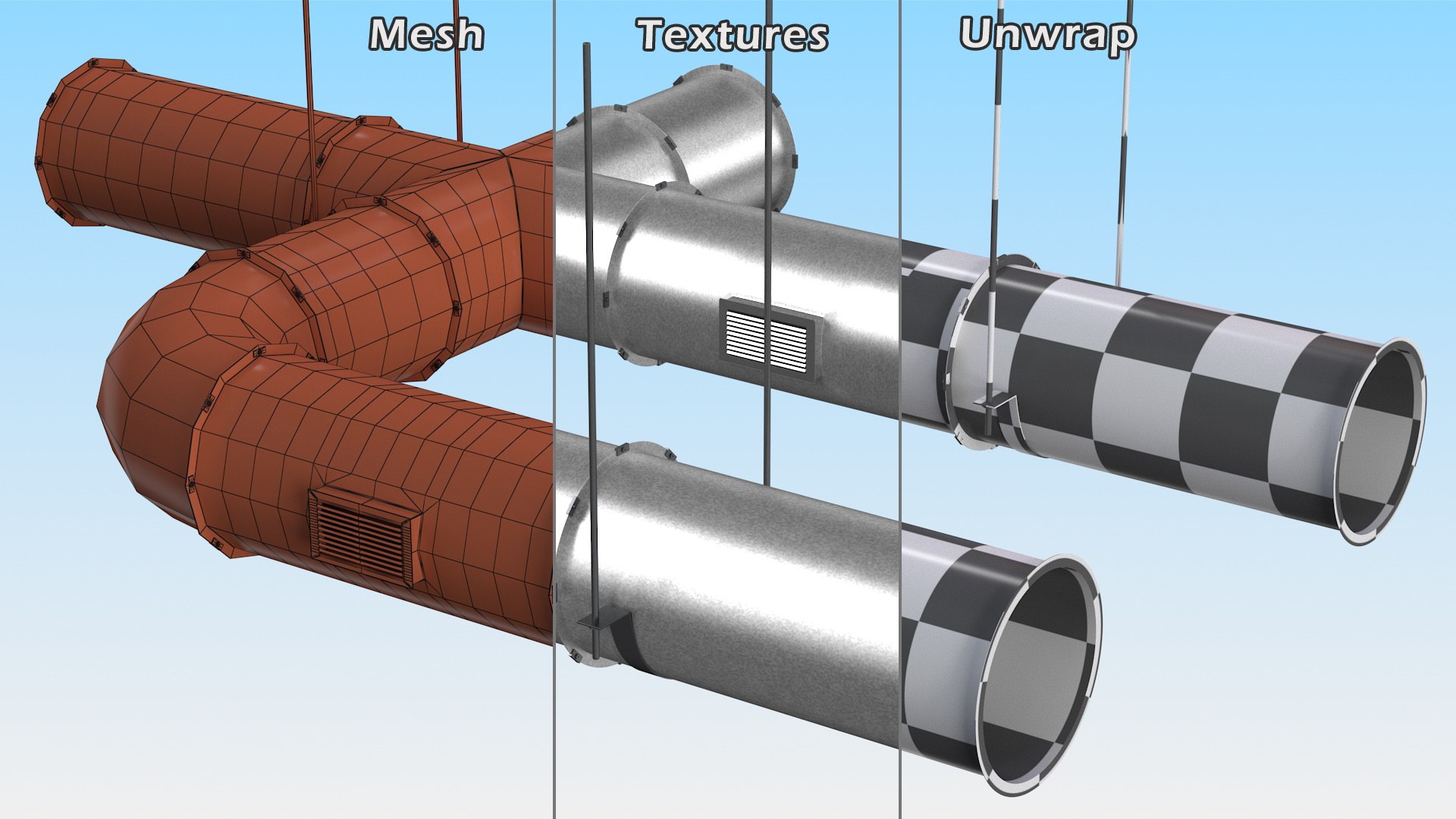 Aluminium air conditioning duct 3D model - TurboSquid 1647090