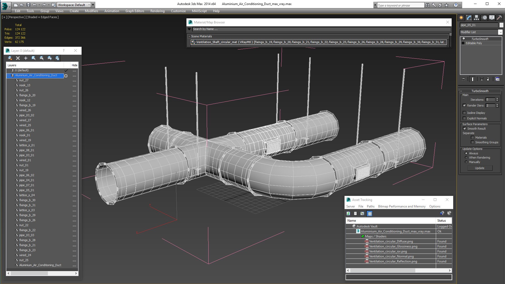 Aluminium air conditioning duct 3D model - TurboSquid 1647090