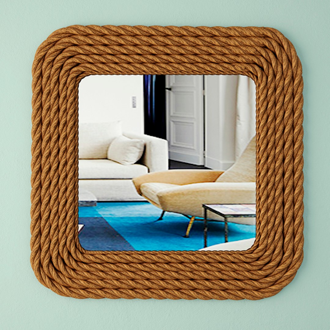 3D Model Square Nautical Rope Wall Mirror - TurboSquid 1202869