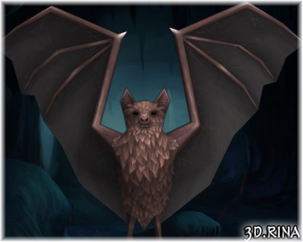 flying bat 2 fur 3d model