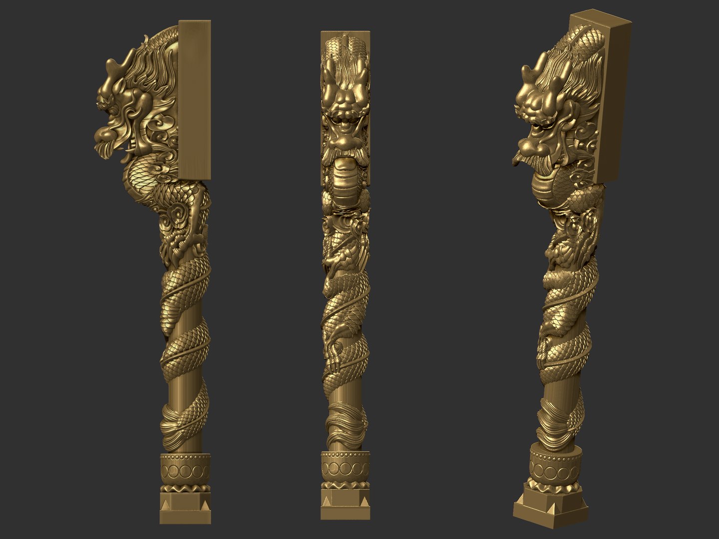 3D Dragon Pillar Model - TurboSquid 2044556