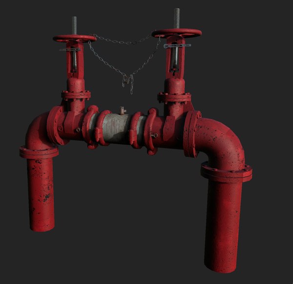 3D red utility pipes - TurboSquid 1292344