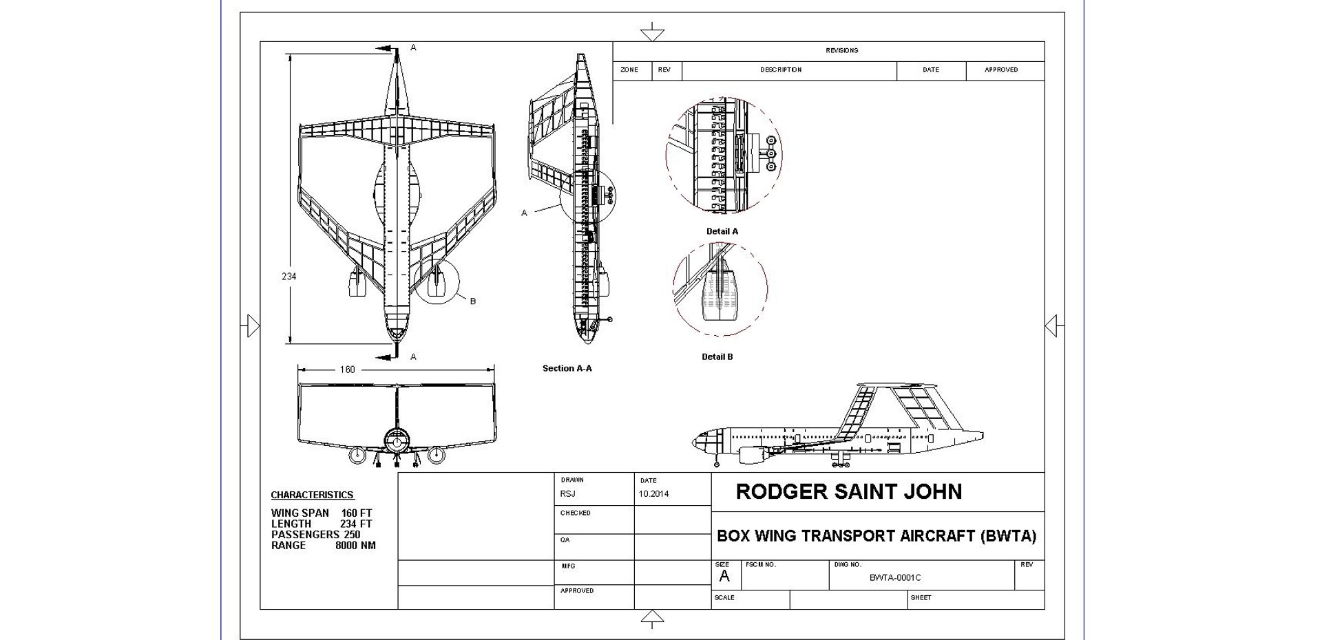 3d Box Wing Transport Aircraft Model